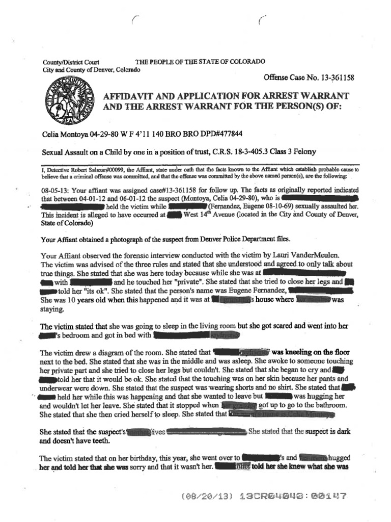 Celia Montoya Arrest Affidavit | PDF