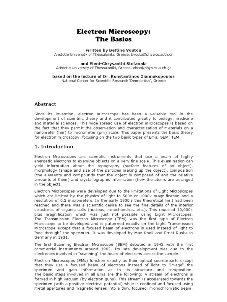 Electron Micros | PDF | Scanning Electron Microscope | Transmission ...