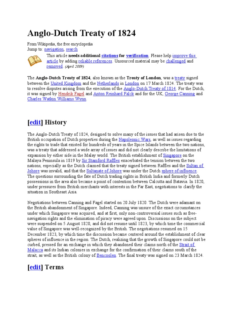 Anglo-Dutch Treaty of 1824 | PDF | International Relations | Global ...