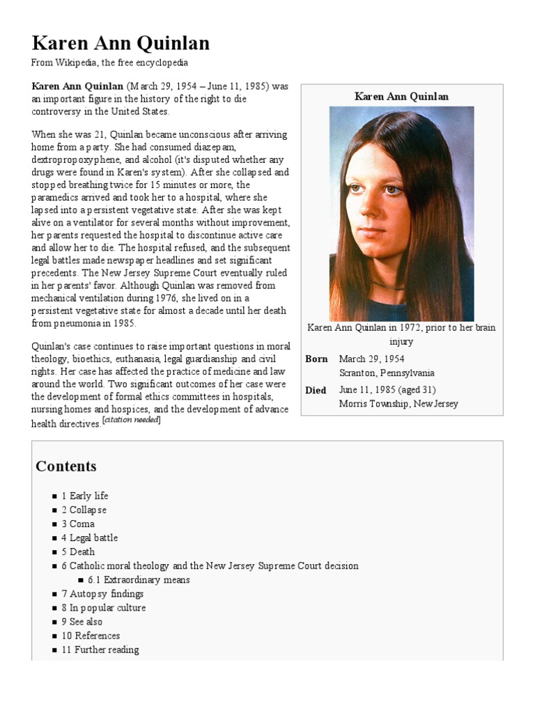 014 Karen Ann Quinlan - Wikipedia, The Free Encyclopedia | Clinical ...