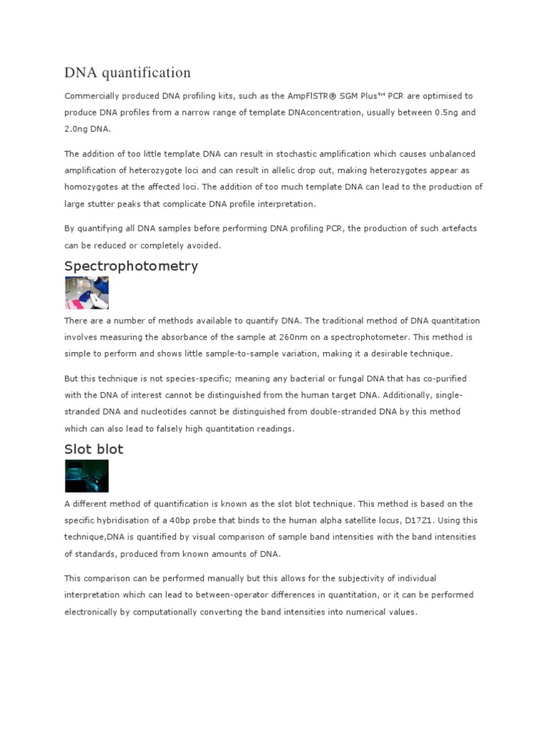 DNA Quantification: Spectrophotometry | PDF | Polymerase Chain Reaction ...