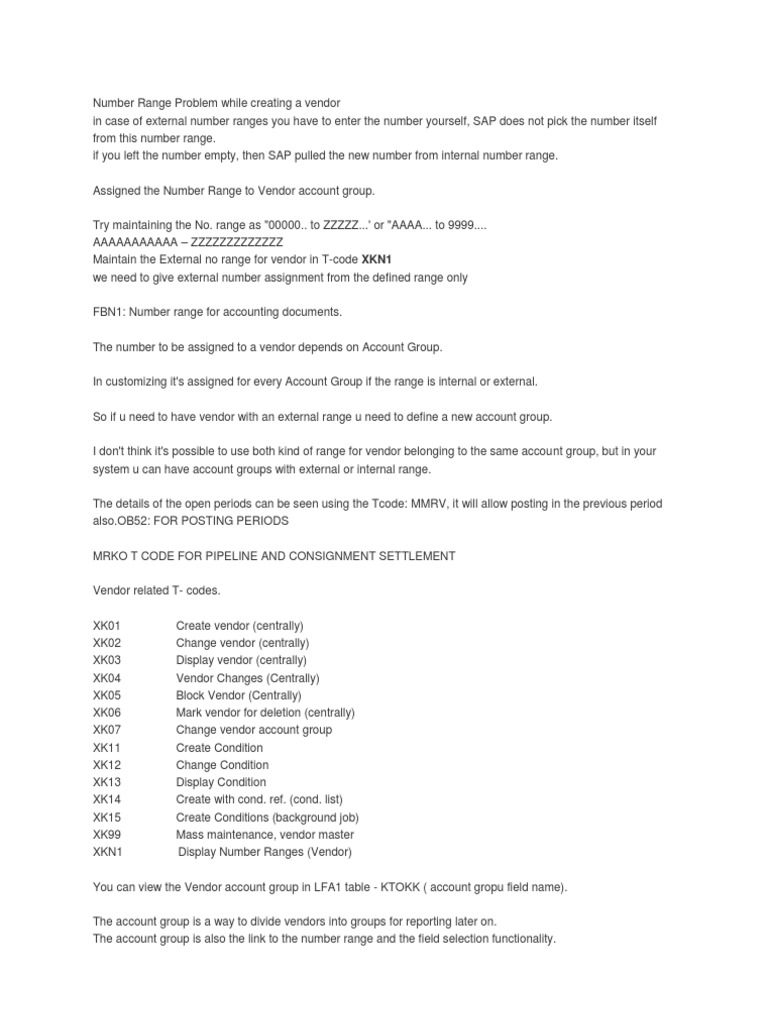 Number Range Problem While Creating A Vendor | PDF | Inventory | Receipt