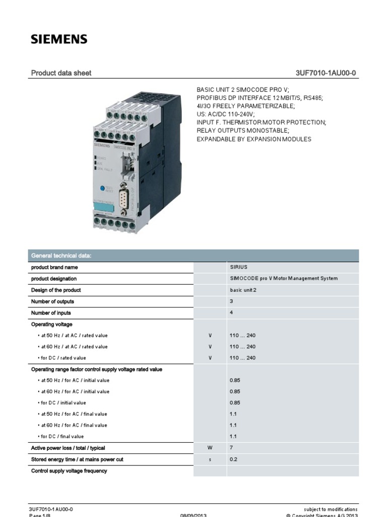 DATASHEET SIMOCODE PRO V .pdf | Electromagnetic Compatibility ...