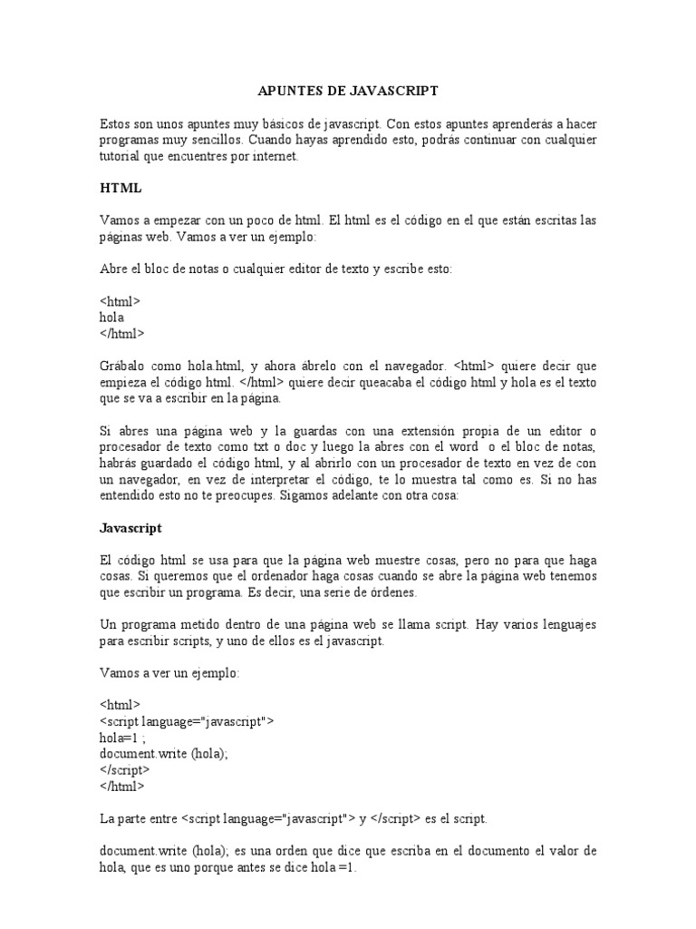 Apuntes de Javascript | PDF