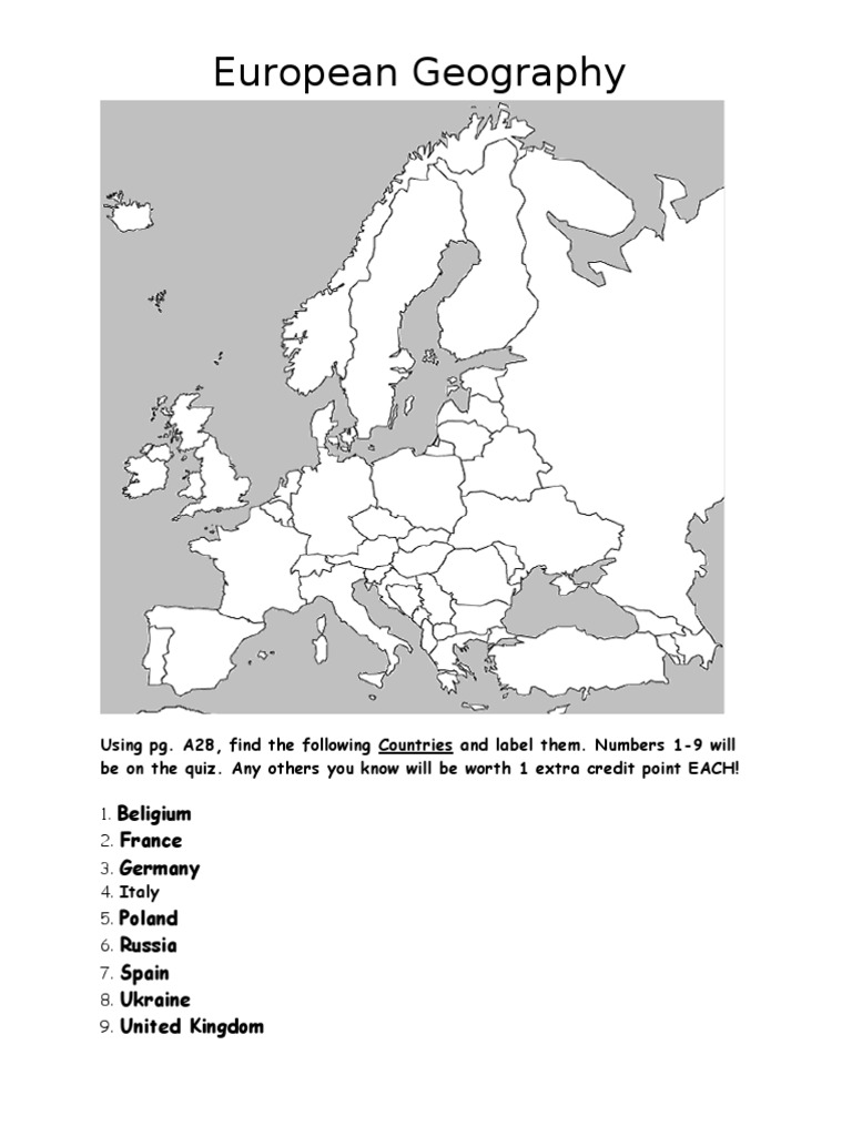 European Countries and Physical Features Quiz | PDF | Sports & Recreation