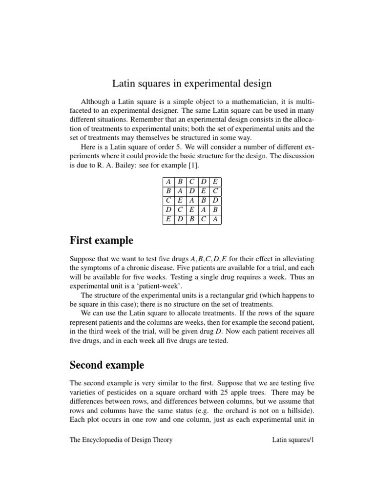 Latin Square | PDF | Experiment | Design Of Experiments