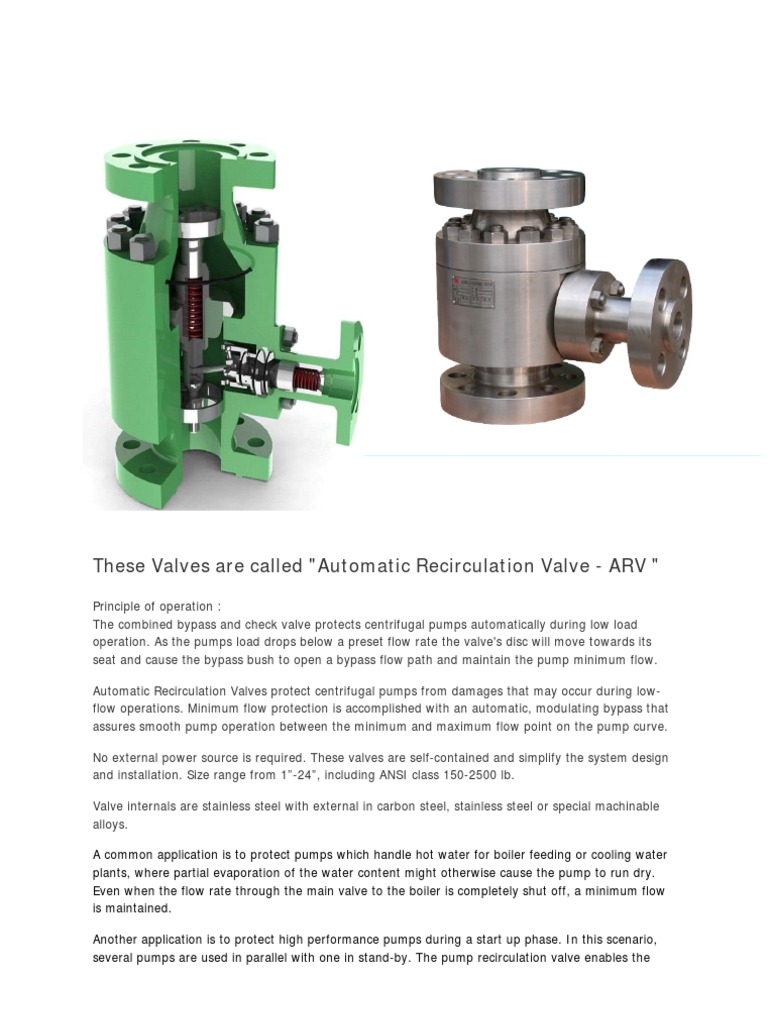 Automatic Recirculation Valve | PDF | Valve | Pump