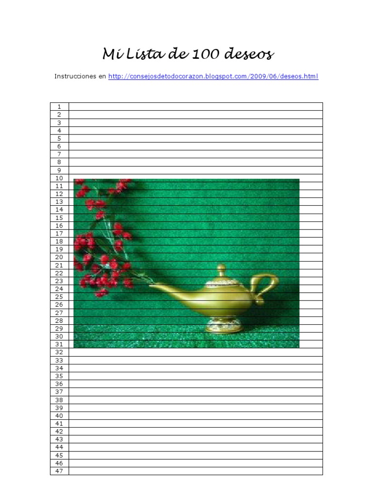 Mi Lista de 100 Deseos | PDF