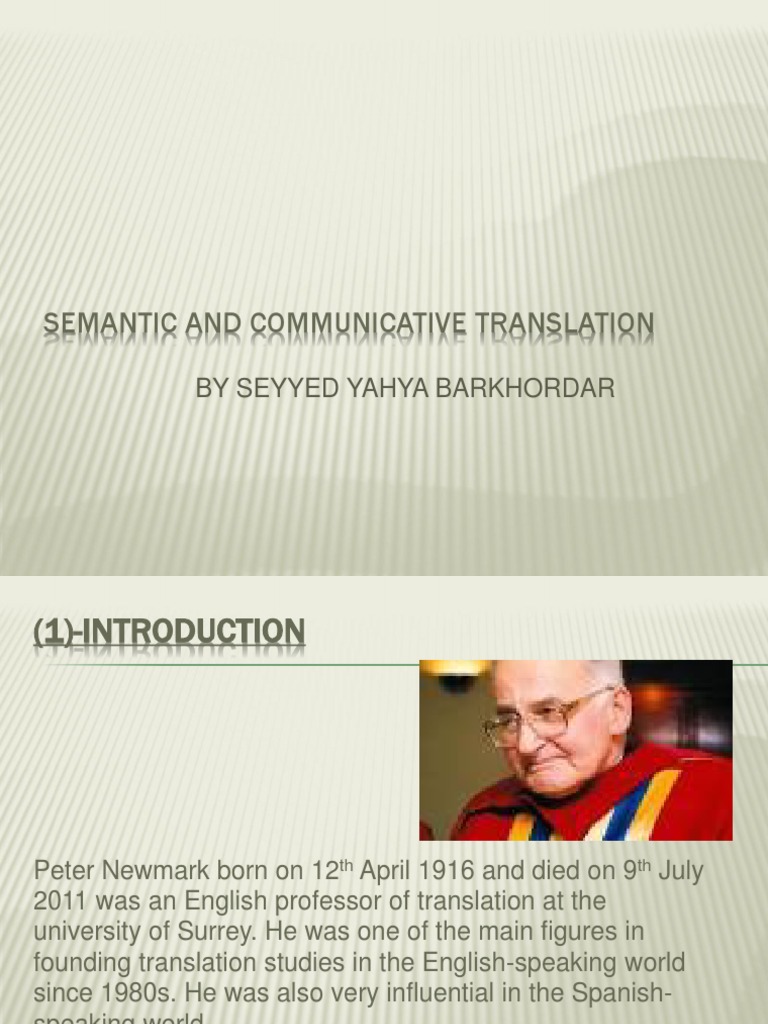 Semantic and Communicative Translation | PDF | Translations | Semantics