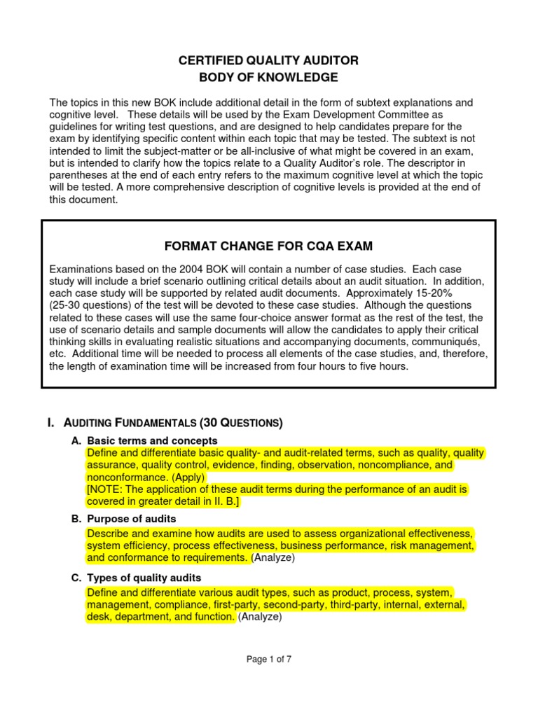 Certified Quality Auditor Body of Knowledge: A Comprehensive Guide to ...
