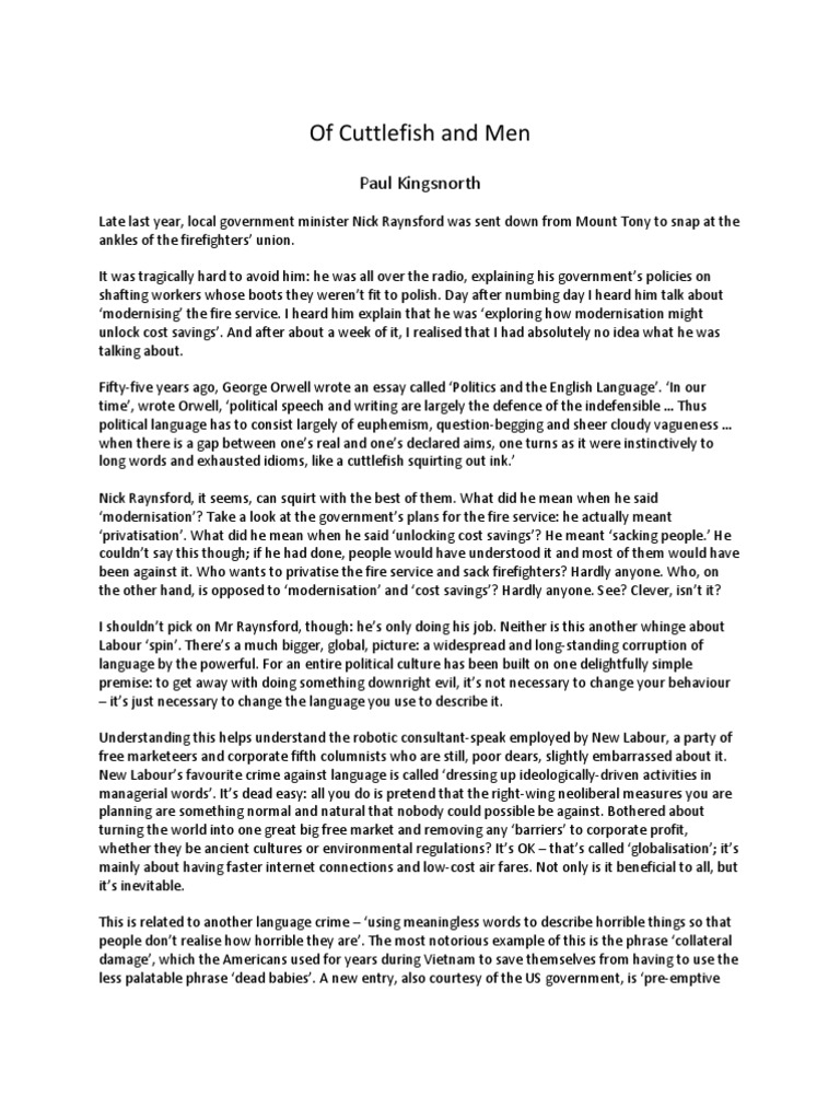 Of Cuttlefish and Men | PDF | Government | Politics (General)