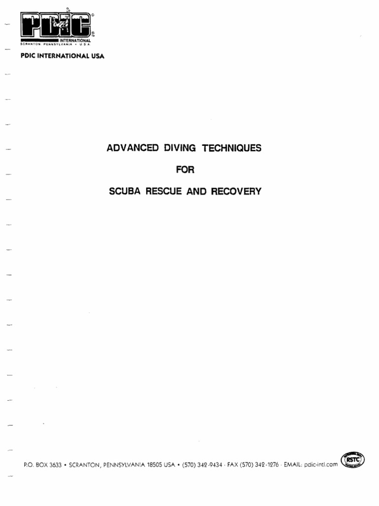 Advanced Diving Techniques for Scuba Rescue and Recovery: A ...