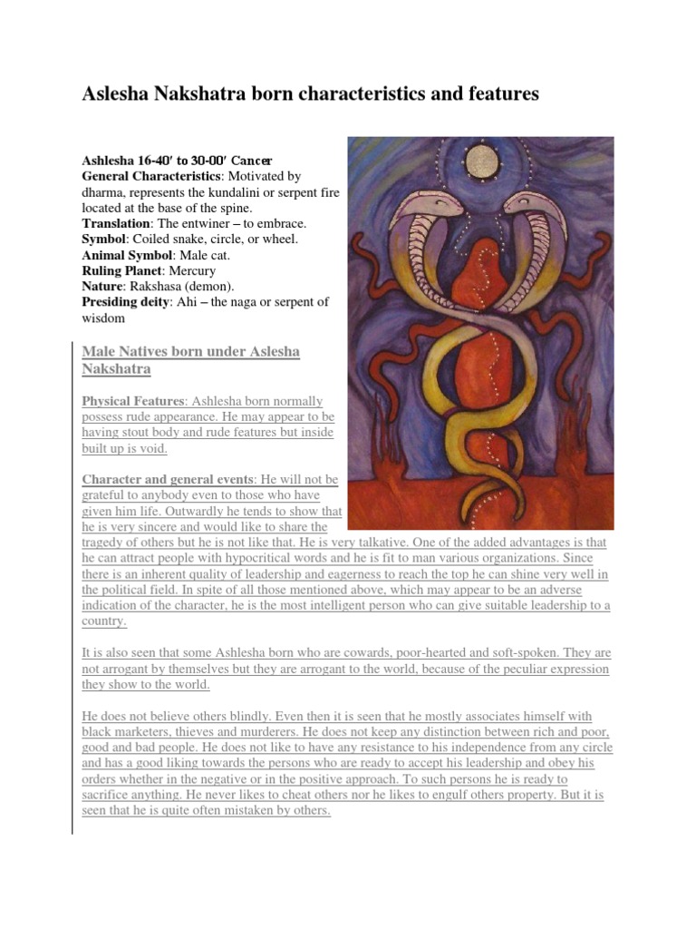Aslesha Nakshatra | PDF | Serpent (Symbolism)