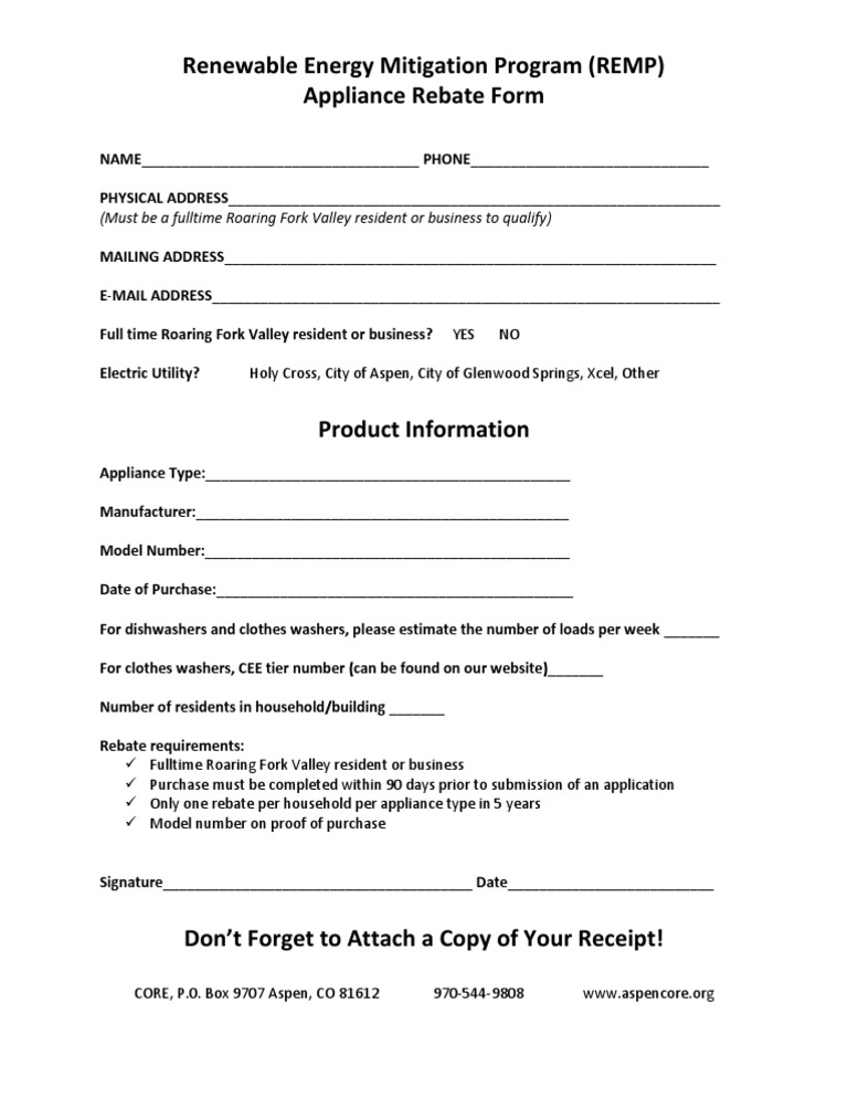 Appliance Rebate Form | PDF | Career & Growth | Business