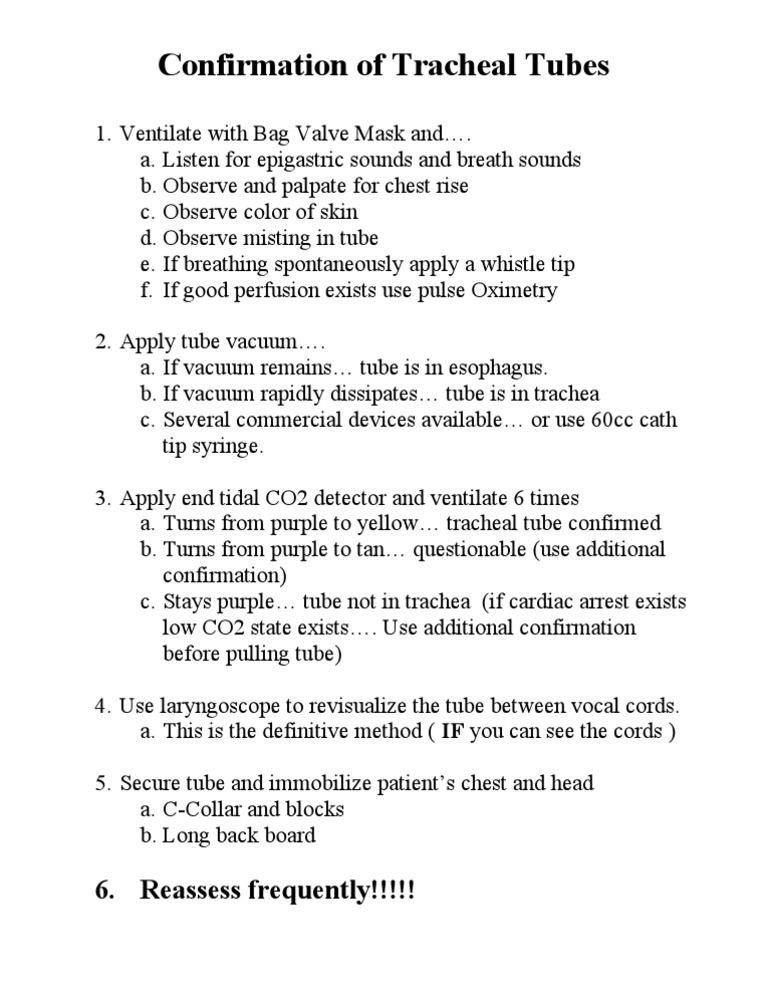 Confirmation of Tracheal Tubes | PDF