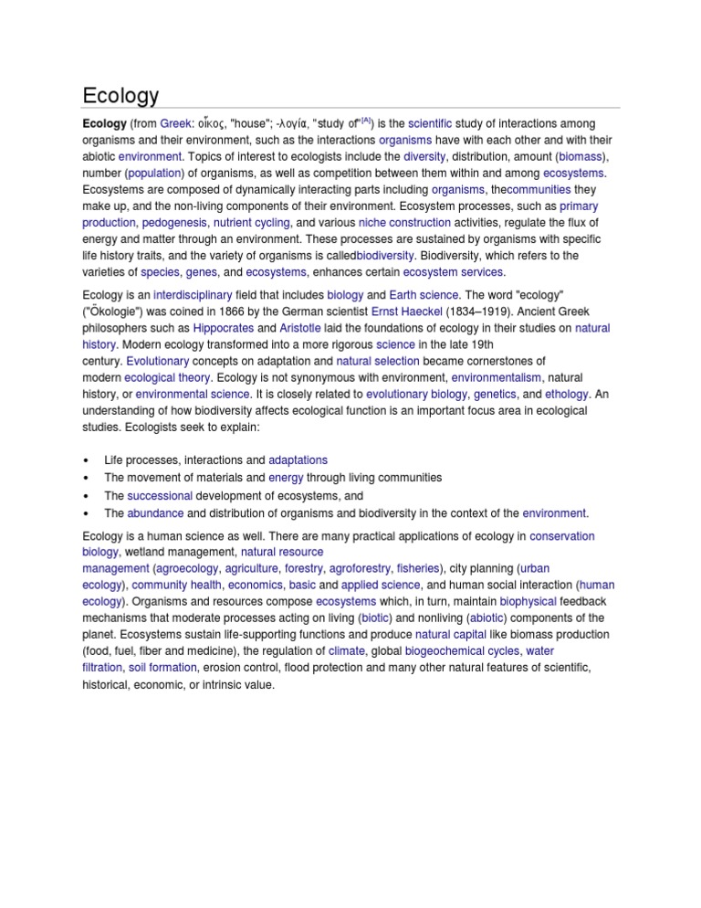 Ecology | Download Free PDF | Ecology | Ecosystem