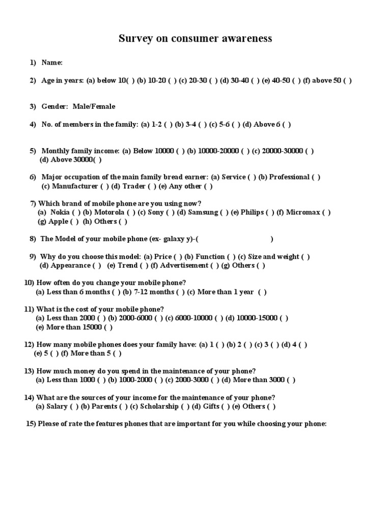 Mobile Usage & Consumer Awareness Survey | PDF | Mobile Phones ...