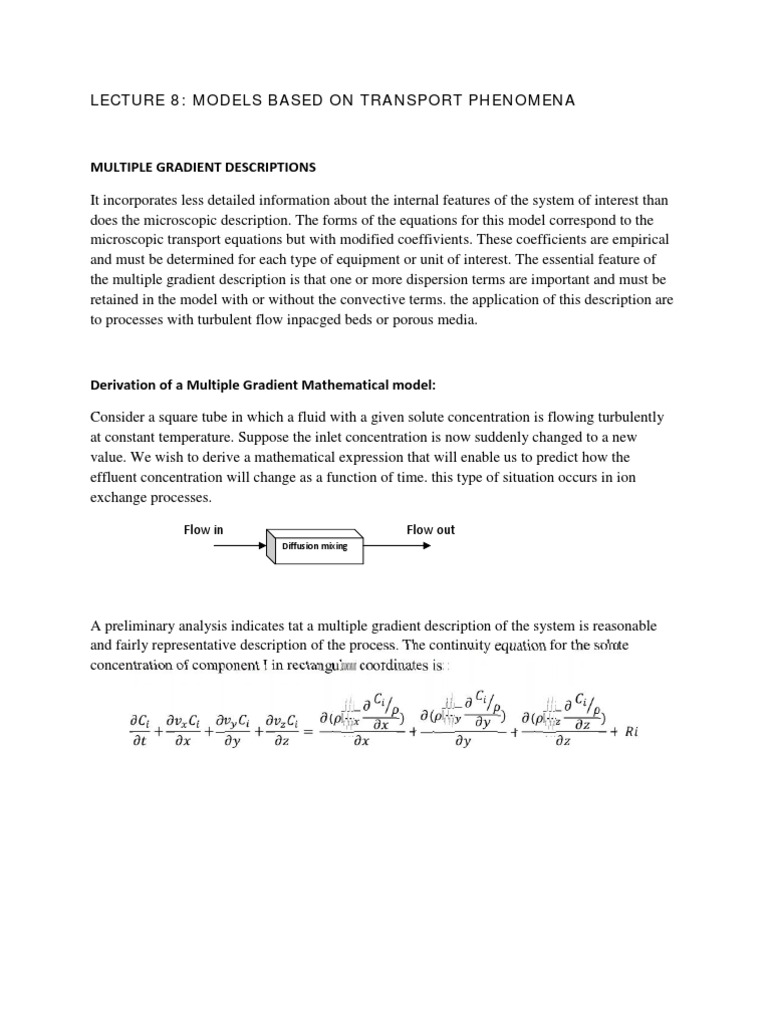 Lecture 8 Models Based On Transport Phenomena | PDF