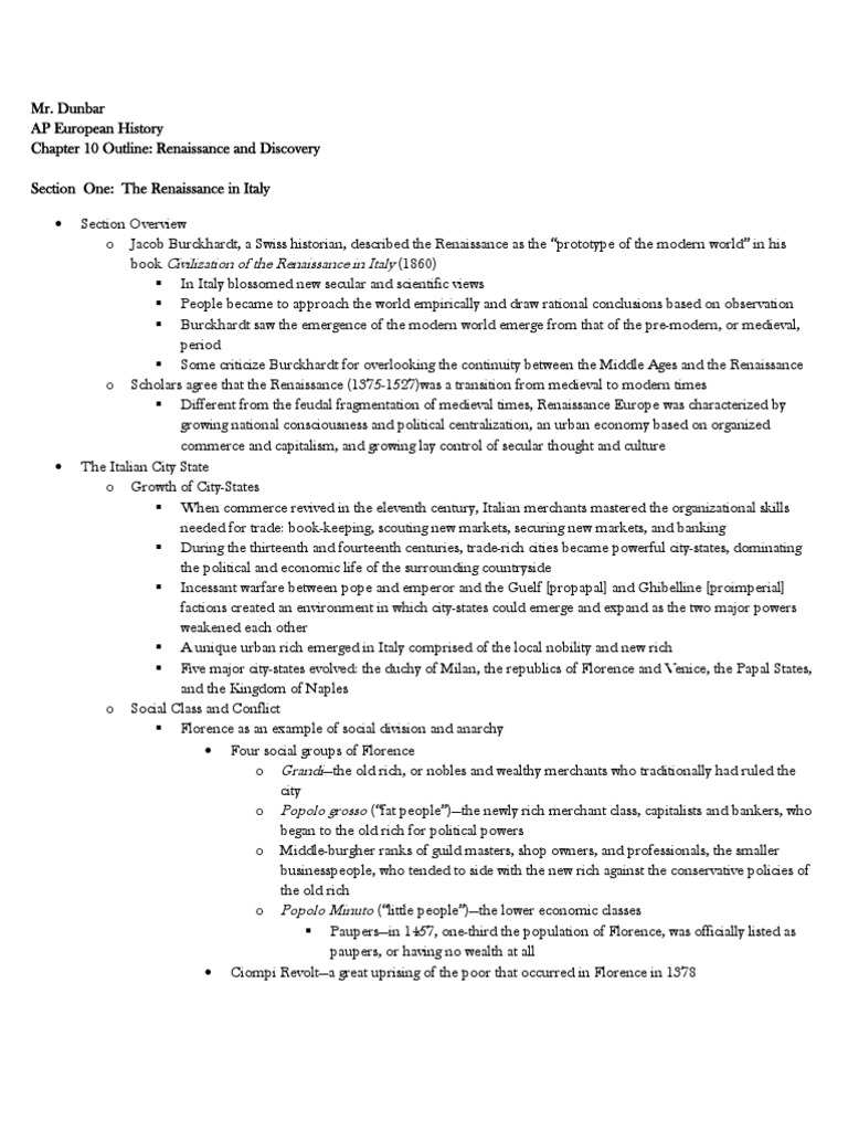 AP Euro: Renaissance & Discovery | PDF | Renaissance | Voyages Of ...