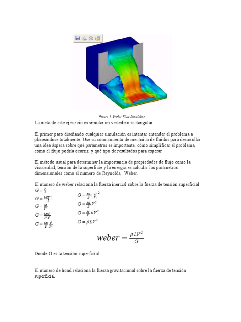 Simulación de vertedero rectangular | PDF | Numero Reynolds | Tensión superficial