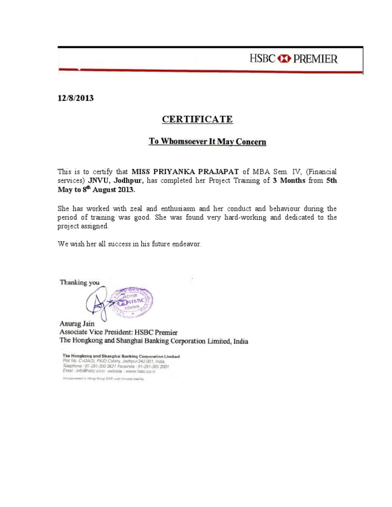 Certificate HSBC | PDF