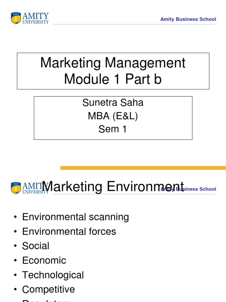 Marketing Management Module 1 Part B: Sunetra Saha MBA (E&L) Sem 1 ...