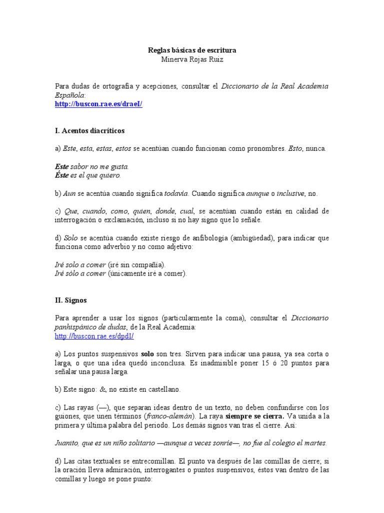 Reglas Esenciales de Escritura en Español | PDF | Coma | Comillas