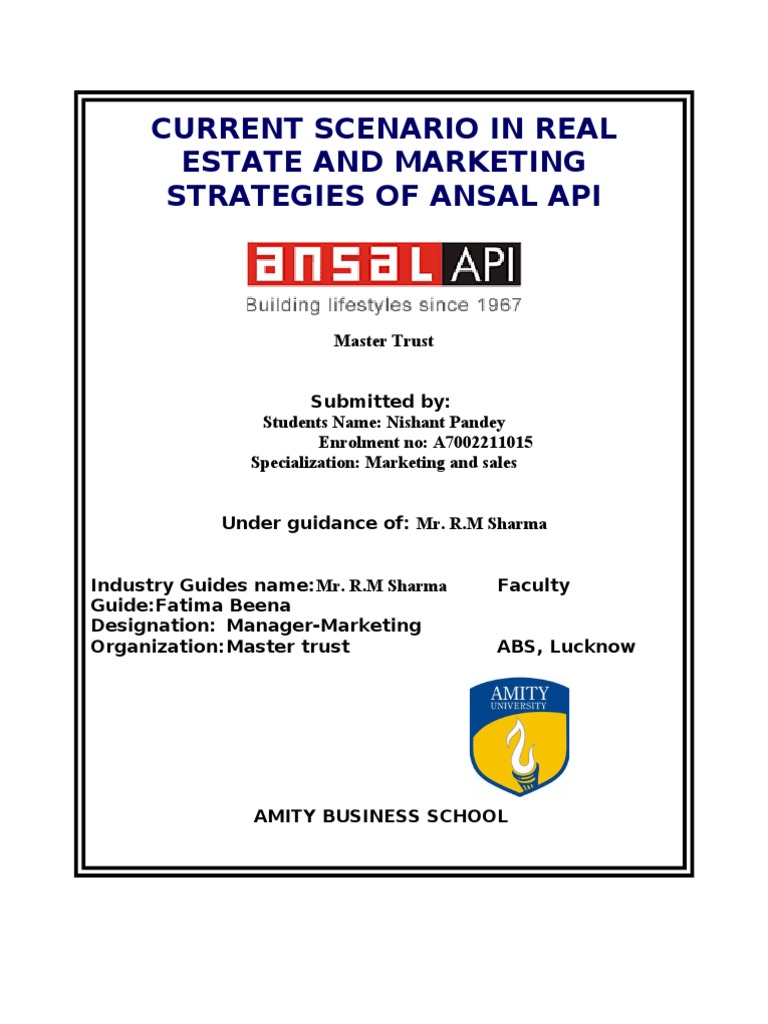 Ansal Api Project Report | PDF | Real Estate Bubble | Economic Bubble