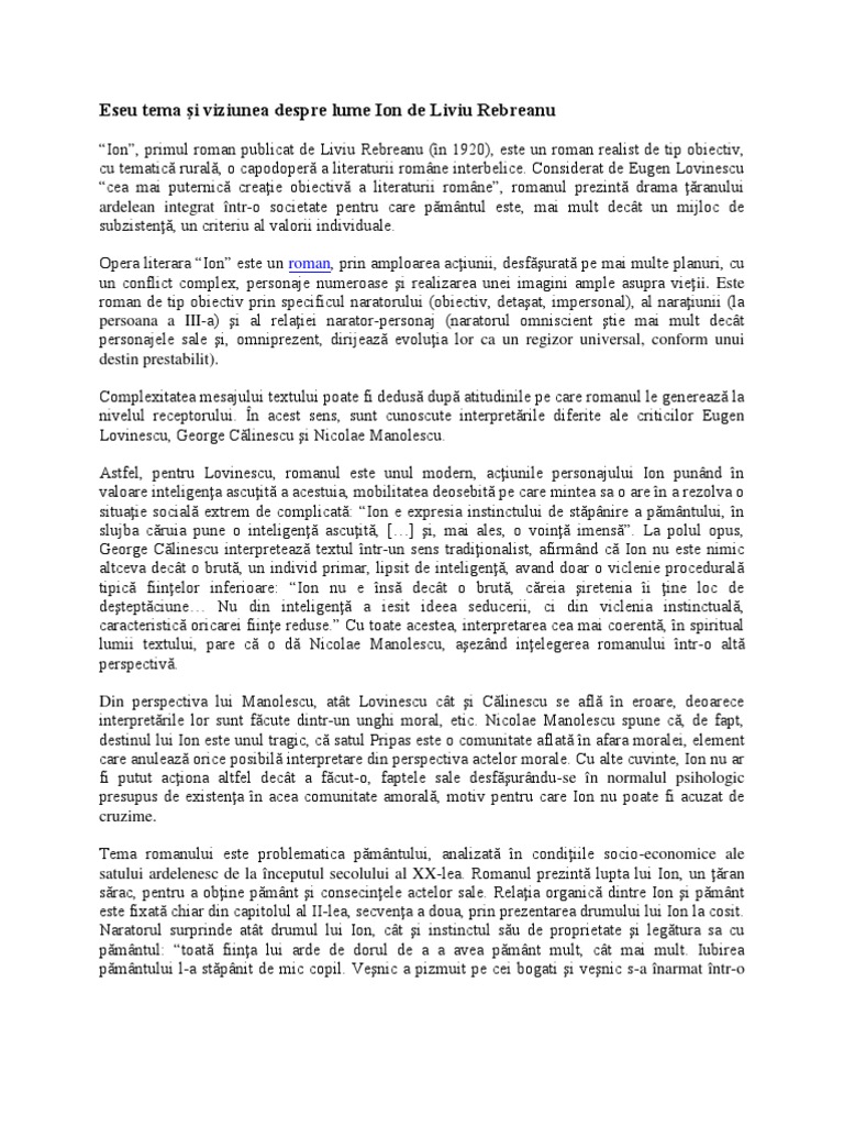 Ion, Liviu Rebreanu