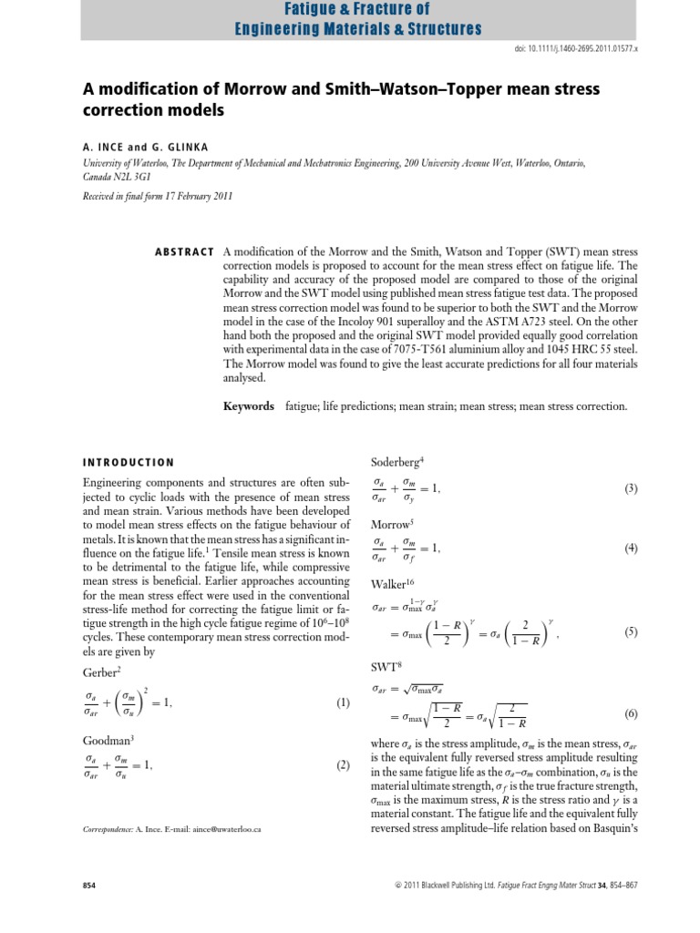 A Modification of Morrow and Smith-Watson-Topper Mean Stress Correction ...
