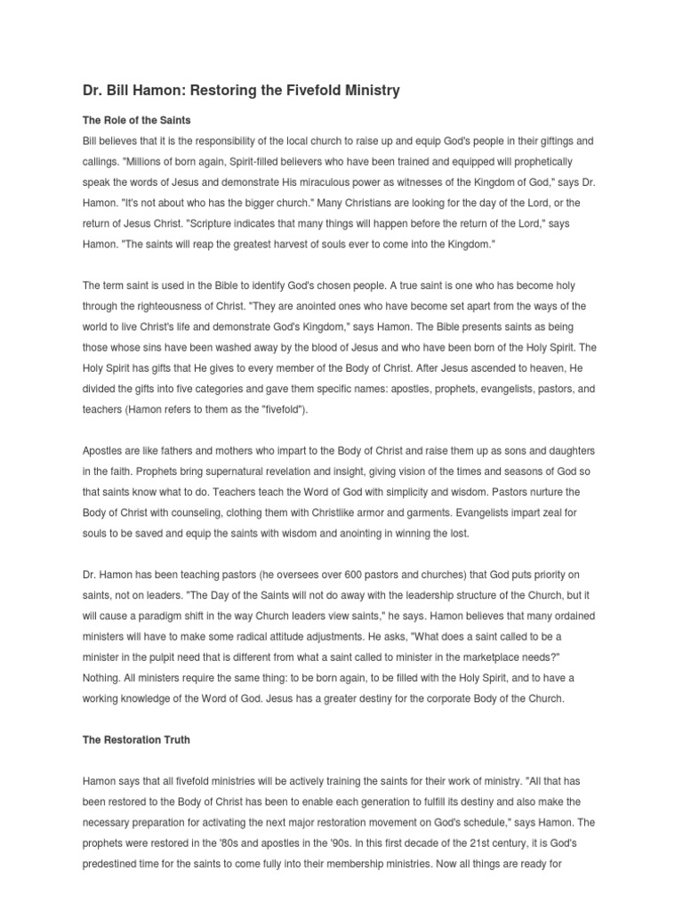 DR Bill Hamon | Download Free PDF | Saint | Jesus