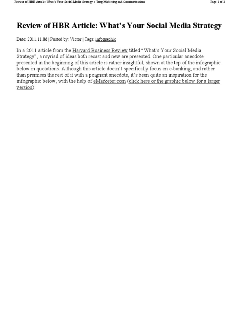 HBR What Is Your Social Media Strategy Infographics | PDF | Social ...