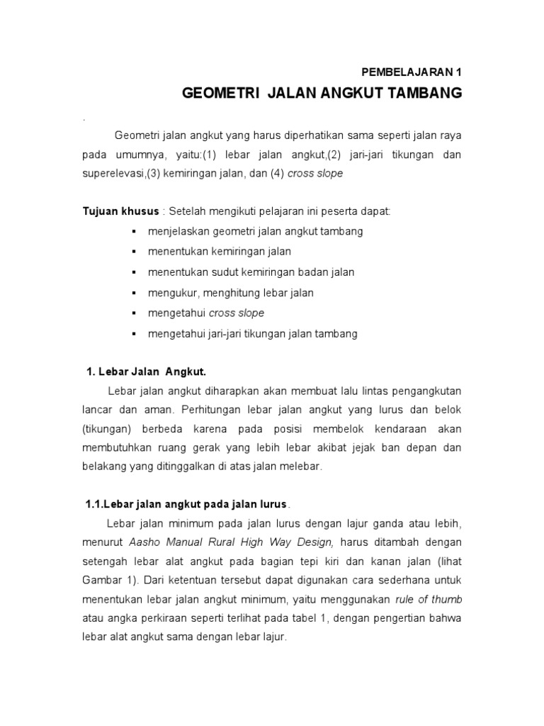 Geometri Jalan Angkut Tambang | PDF Geometri Jalan Angkut Tambang | PDF