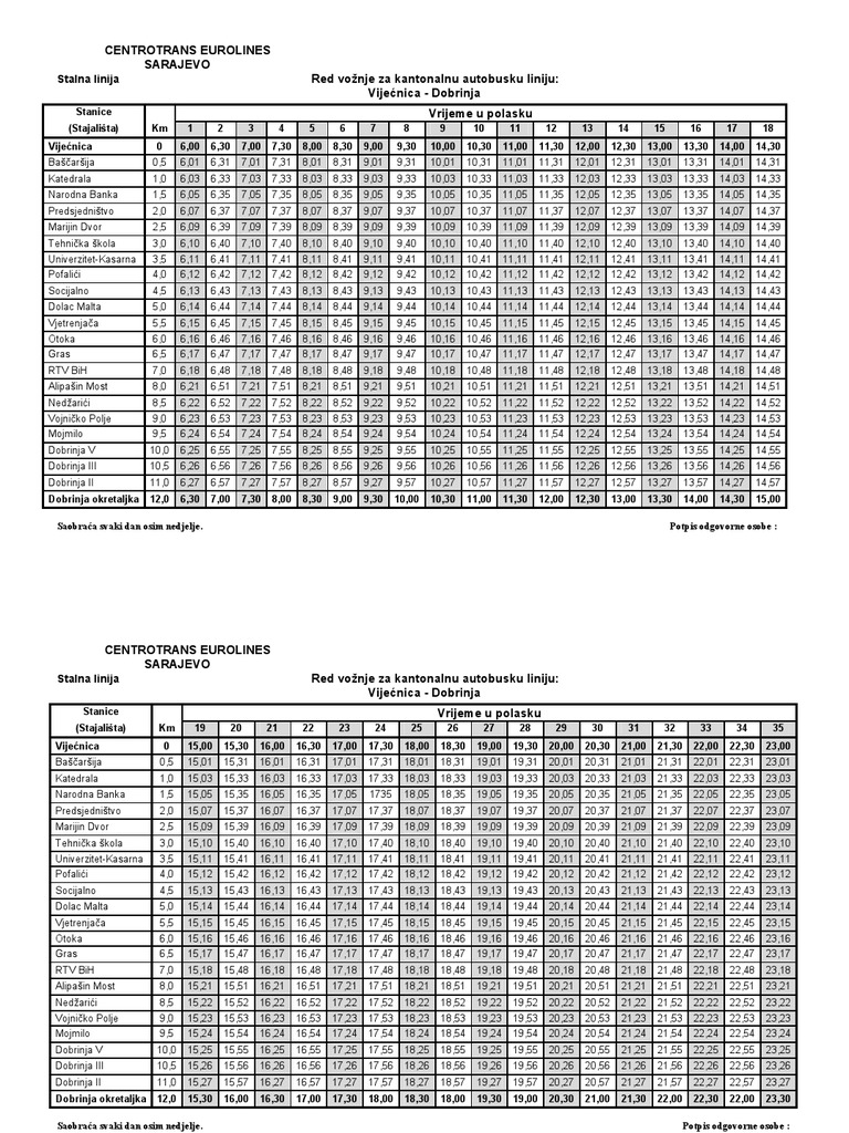 VijEcNica - Dobrinja Raspored | PDF