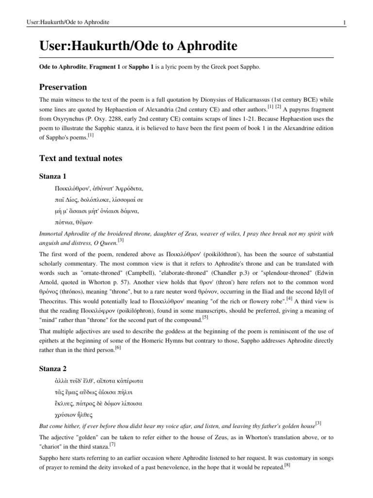 Ode to Aphrodite: An Analysis of Sappho's Hymn to the Goddess of Love ...