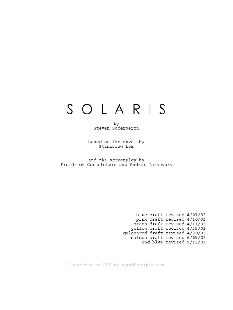 Solaris Script Written by Steven Soderbergh | PDF | Higgs Boson | Nature