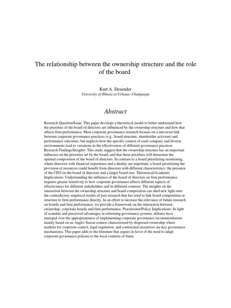 Ownership Structure | PDF | Corporate Governance | Board Of Directors