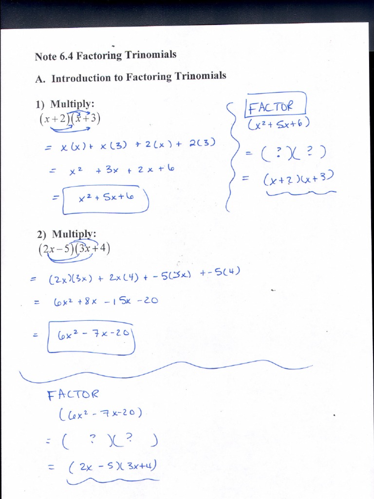 Factoring Trinomials: AC Method Guide | PDF | Elementary Mathematics ...