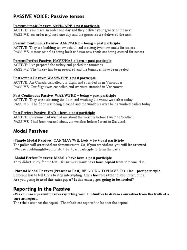 Passive Voice Guide | PDF | Syntax | Grammar
