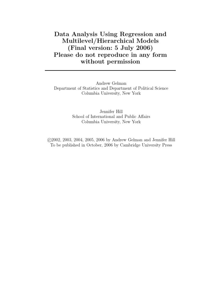 Regression & Multilevel Models Guide | PDF | Multilevel Model | Logistic Regression