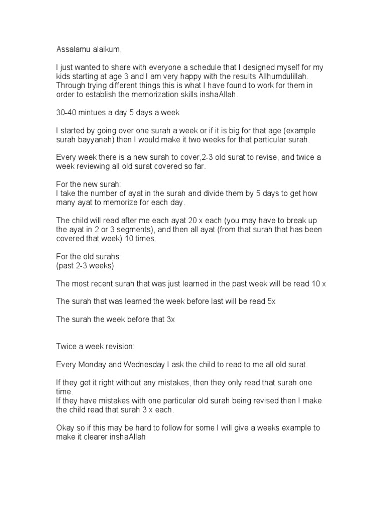 Quran Memorization Plan With Your Kids | PDF | Surah