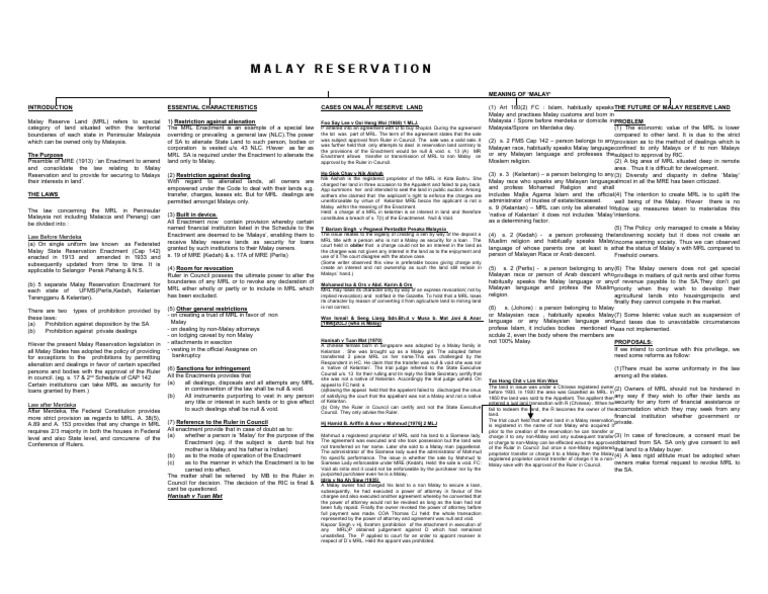 Malay Reserved Land | PDF | Malaysia | Government Information