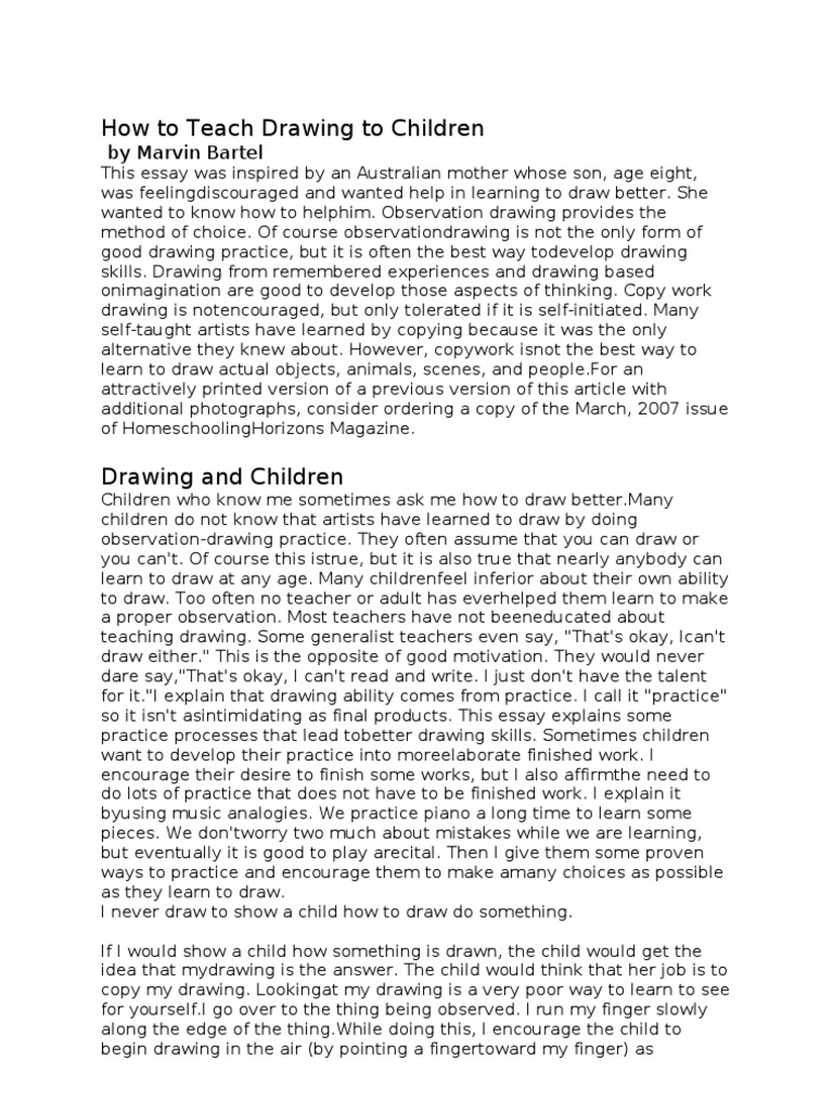 Teaching Kids to Draw: Observation Techniques | PDF | Drawing ...