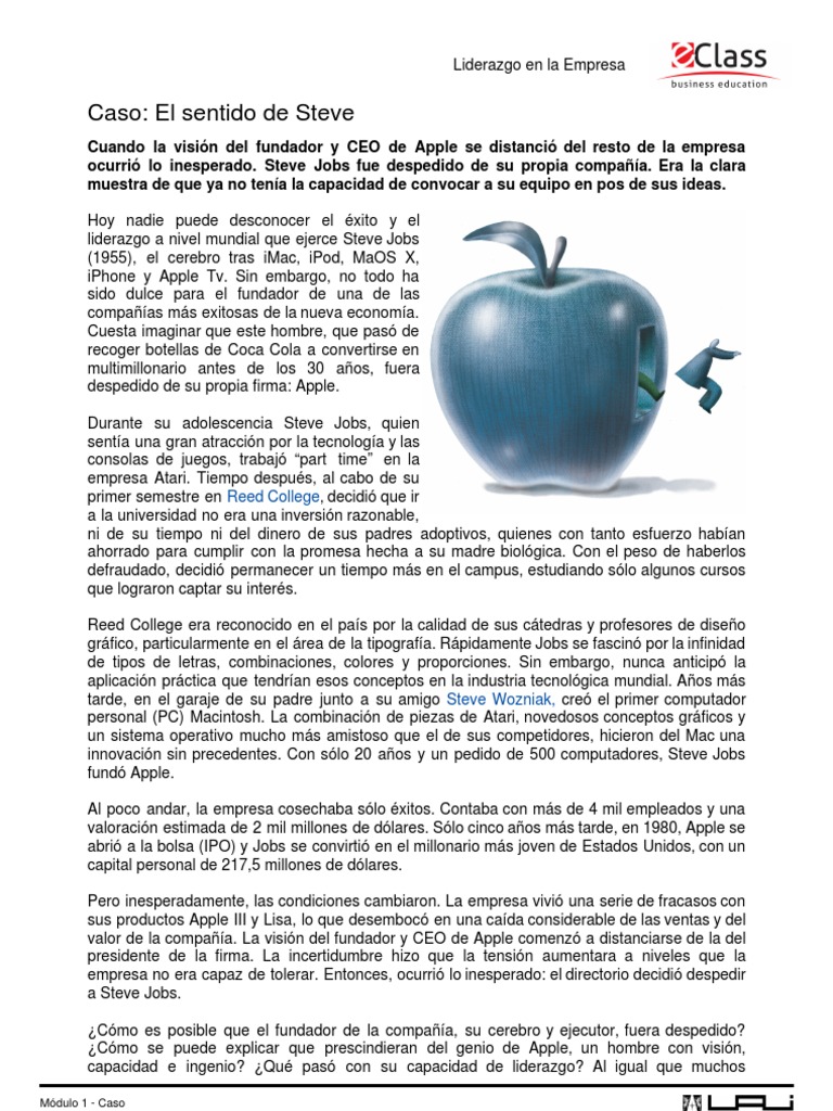 Caso - El Sentido de Steve | PDF | Apple Inc. | Steve Jobs