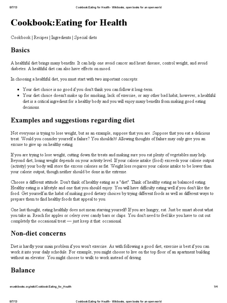 Cookbook - Eating For Health | PDF | Healthy Diet | Milk