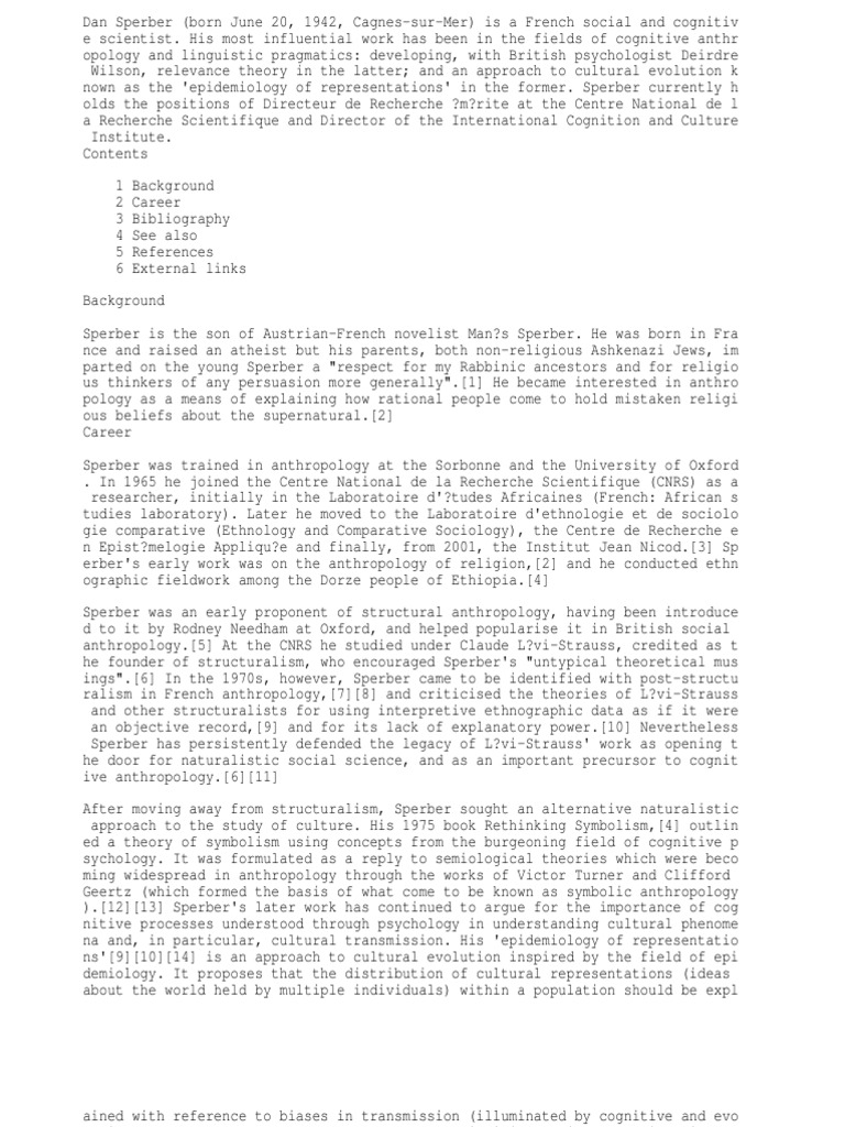 Dan Sperber | PDF | Cognitive Science | Epistemology