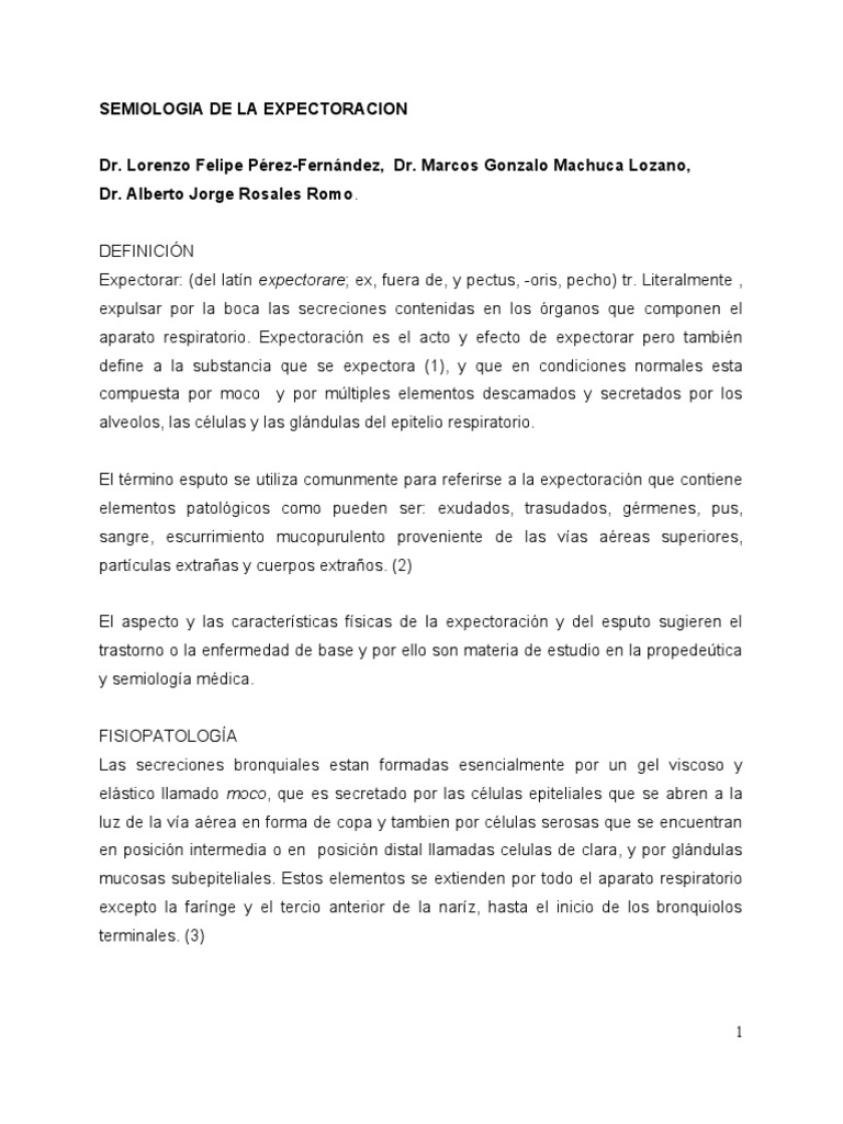 1025 Semiología de La Expectoración | PDF | Tos | Especialidades Medicas