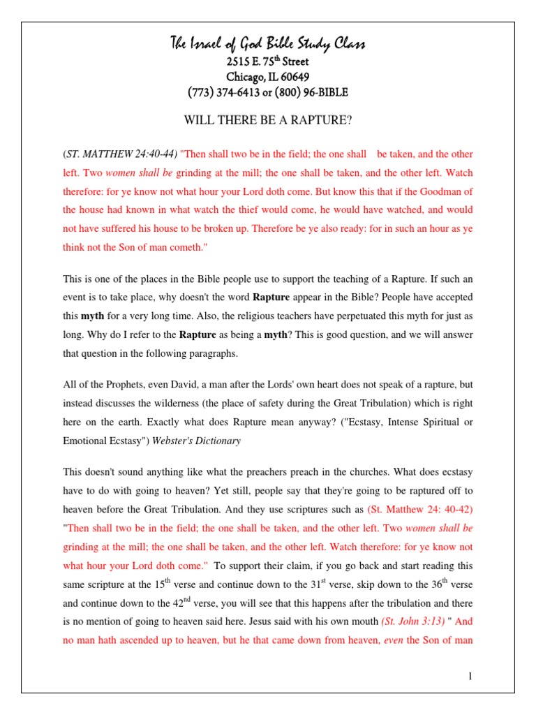 Will There Be A Rapture | PDF | Rapture | Jesus