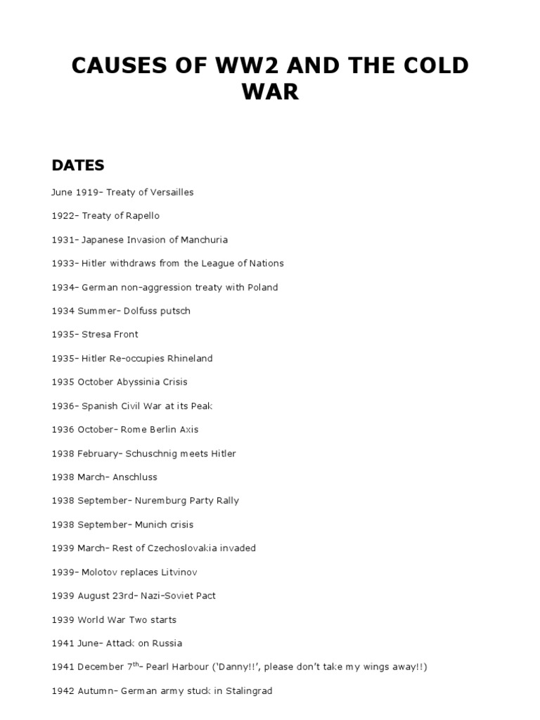 Causes of WWII and the Cold War Timeline | PDF | Nikita Khrushchev ...