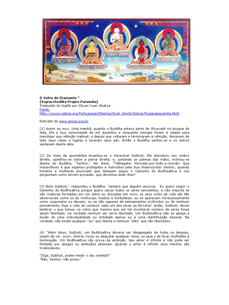 O Sutra Do Diamante PDF | PDF | Bodisatva | Mente